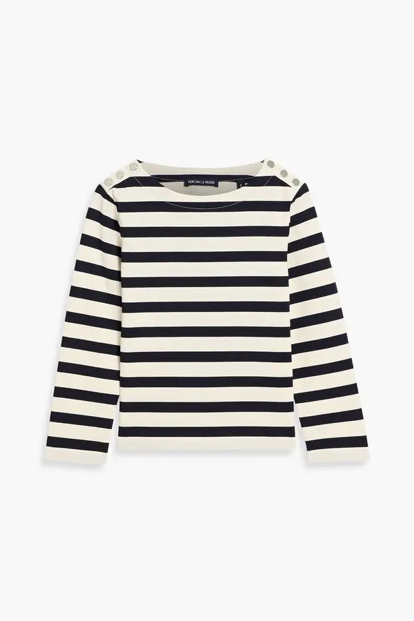 Veronica Beard Hovey Striped Cotton-jersey Top