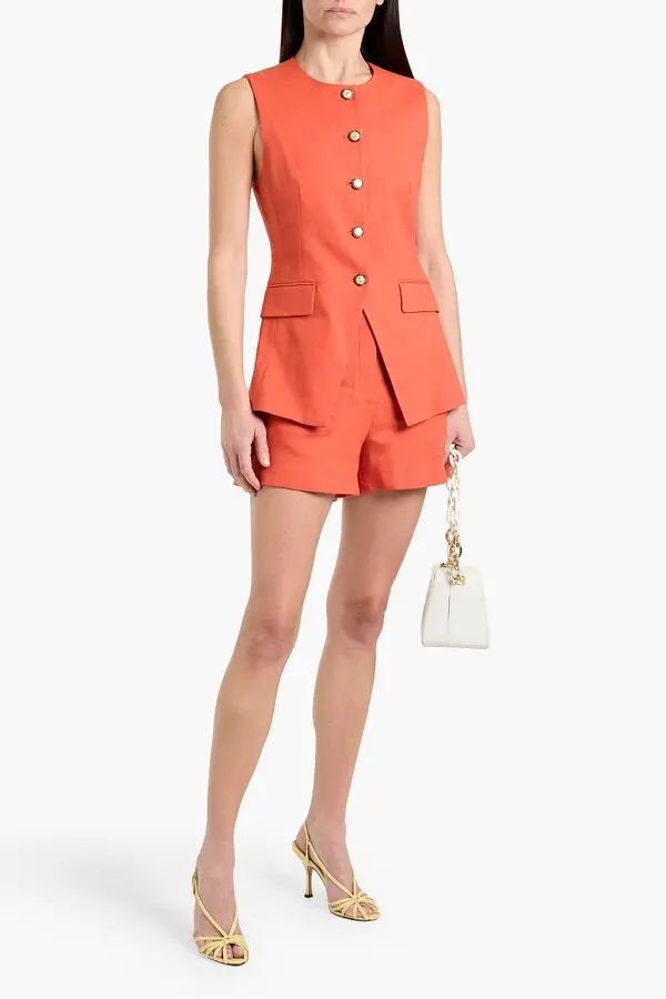 Veronica Beard Lois Linen-blend Twill Vest - Papaya