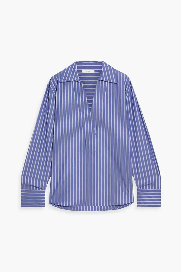 Vince Striped Cotton-poplin Blouse
