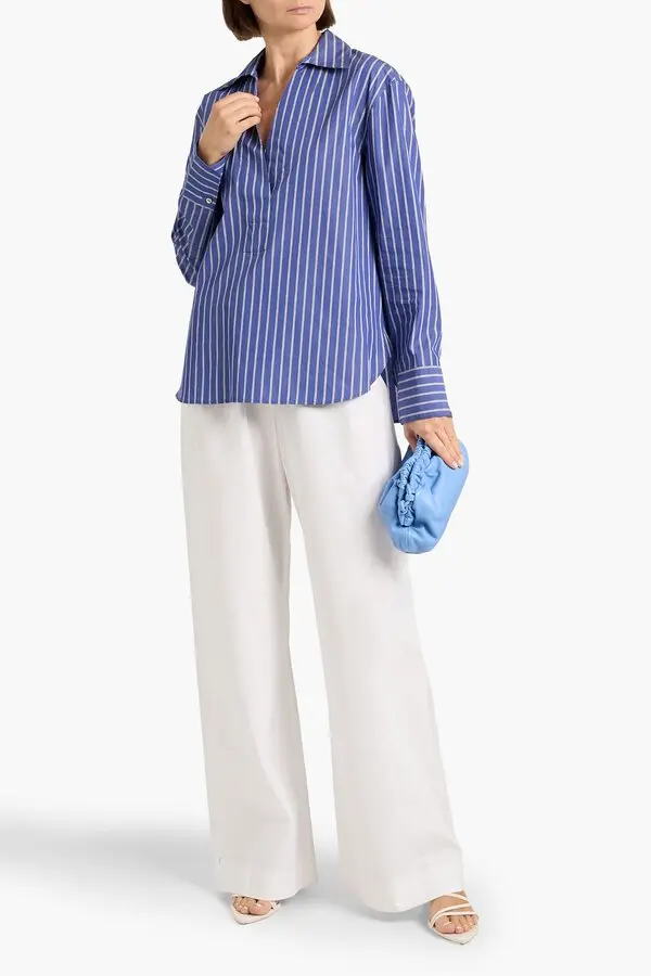 Vince Striped Cotton-poplin Blouse