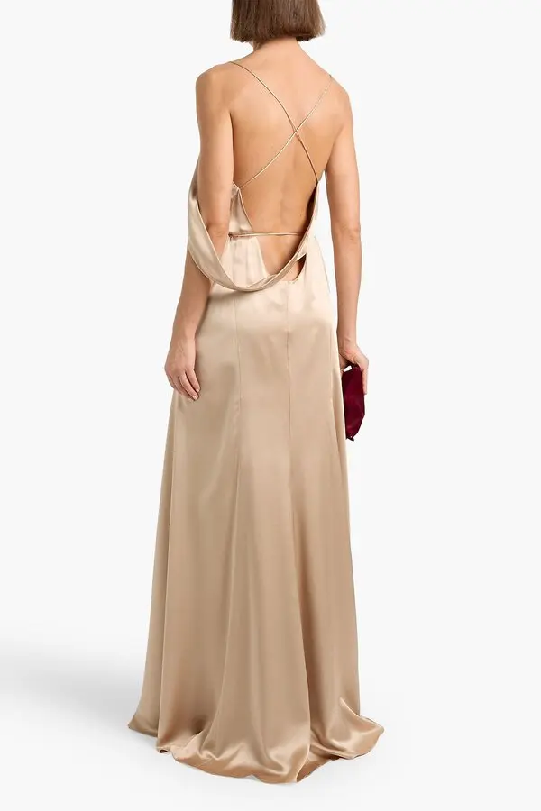 Michelle Mason Draped Silksatin Wrap Gown