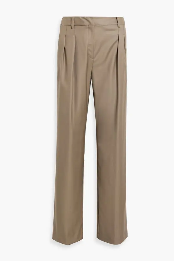 Loulou De Saison Sbiru Pleated Wool Wide-leg Trousers - Taupe