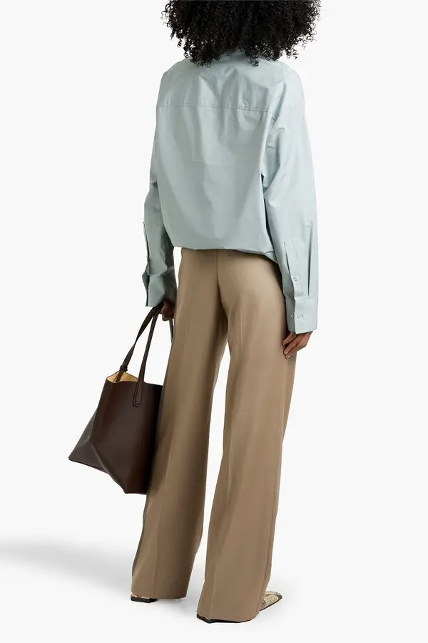 Loulou De Saison Sbiru Pleated Wool Wide-leg Trousers - Taupe