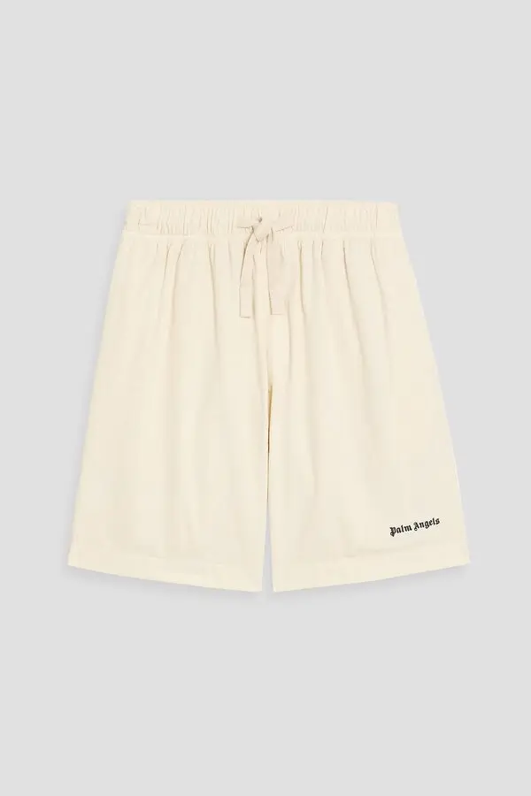 Palm Angels Embroidered Cotton-twill Drawstring Shorts - Ivory