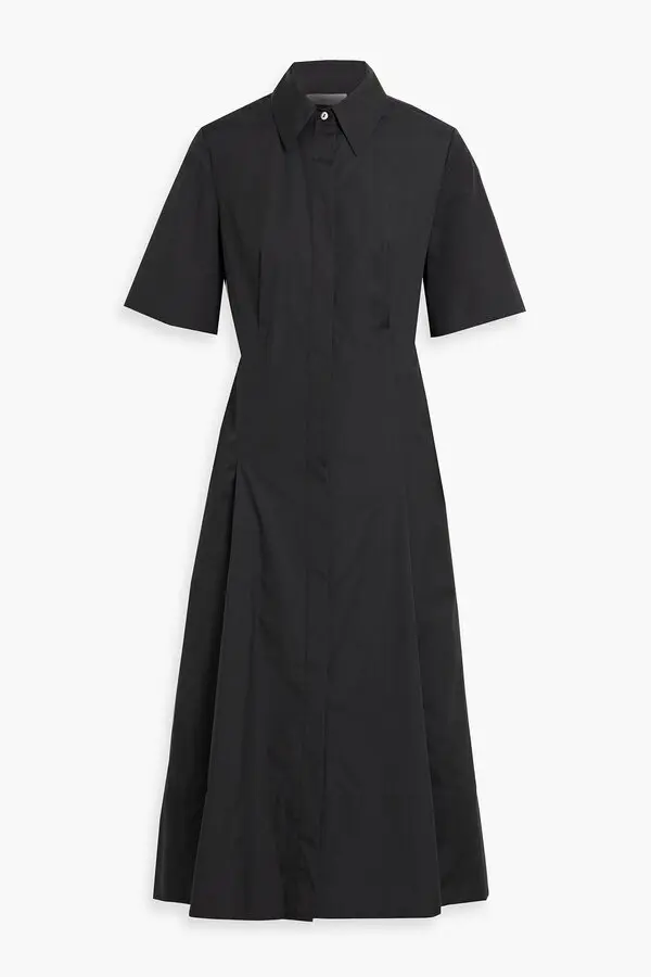 Vince Pleated Cotton-poplin Midi Shirt Dress