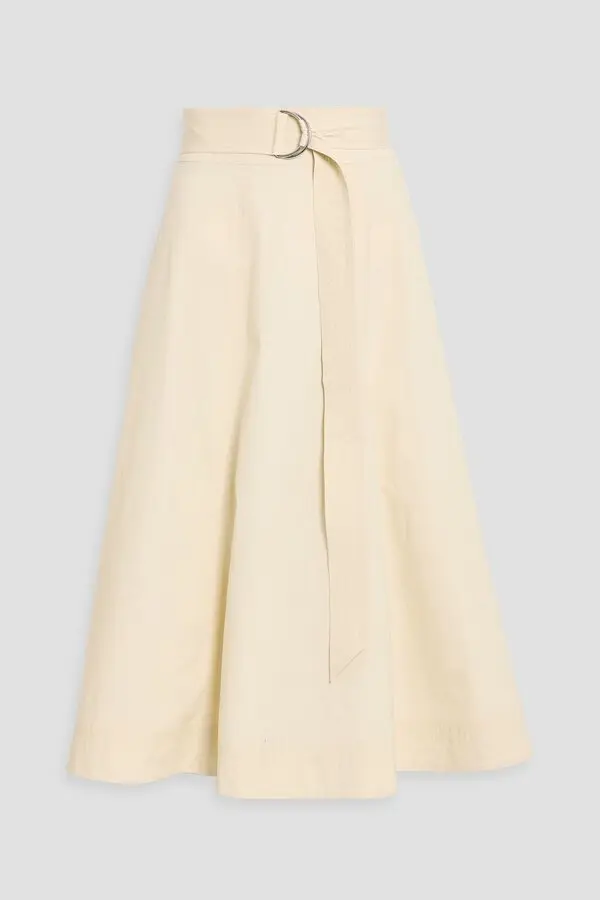 Veronica Beard Facia Belted Cotton-blend Poplin Midi Skirt - Cream