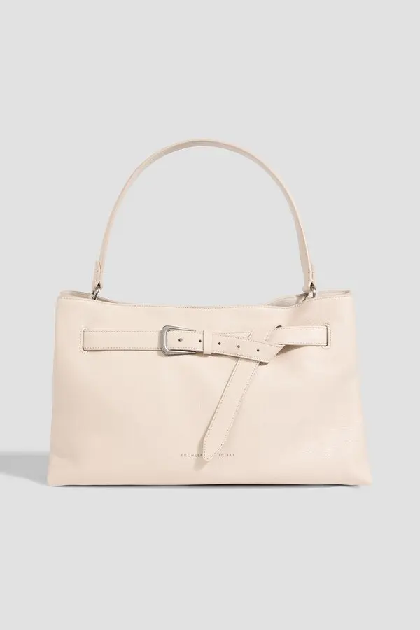 Brunello Cucinelli Buckle-detailed Pebbled-leather Tote