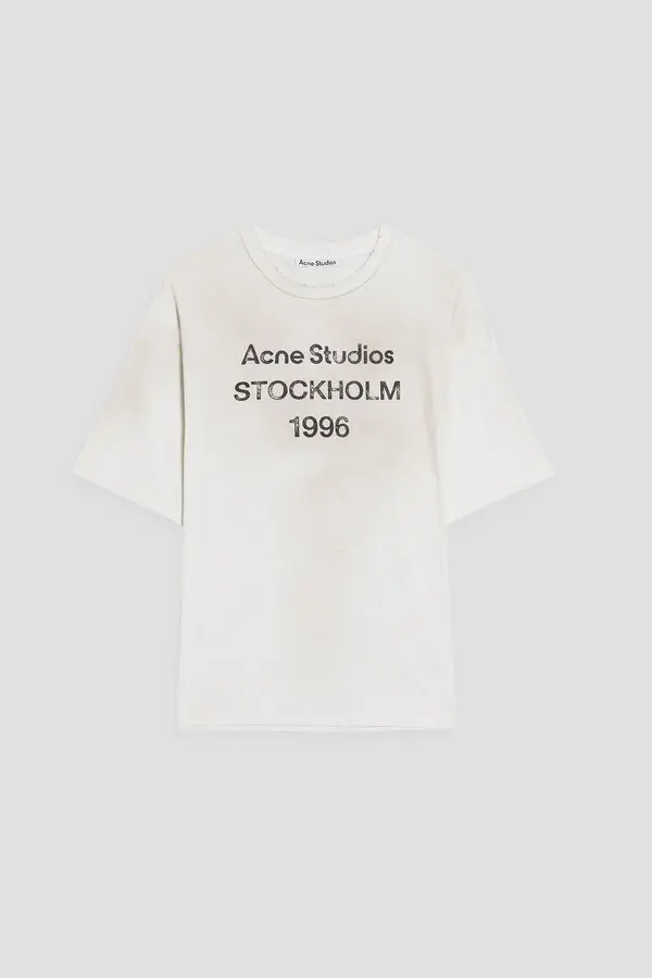 Acne Studios Printed Cotton And Hempblend Jersey Tshirt - Ecru
