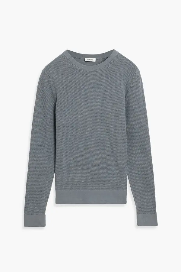 Sandro Waffle-knit Cotton Sweater - Gray