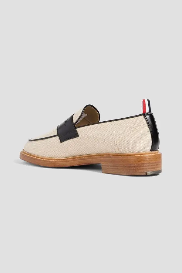 Thom Browne Leather-trimmed Canvas Penny Loafers