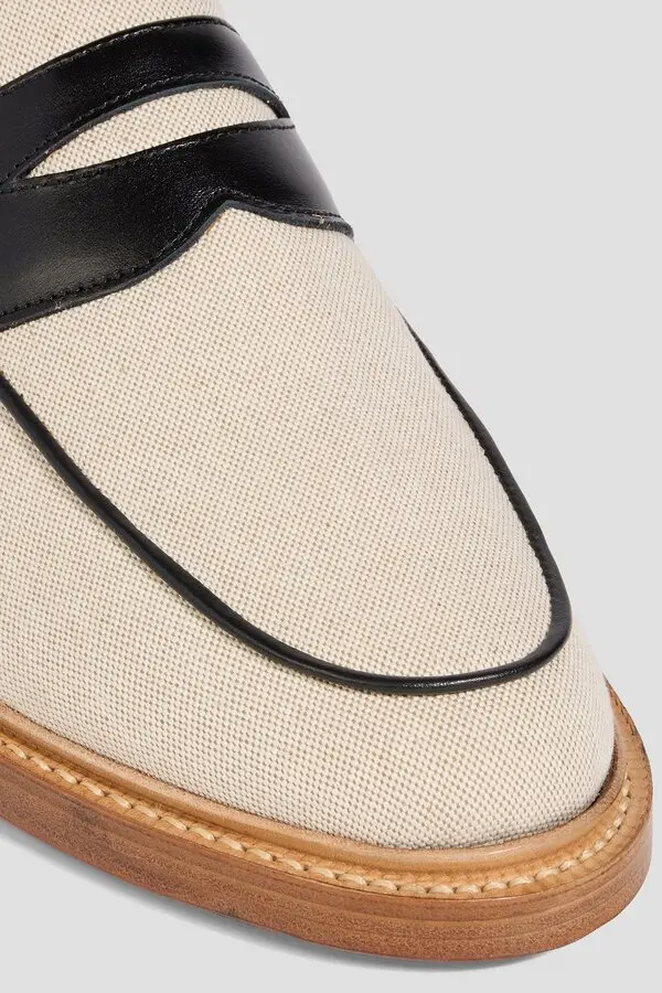 Thom Browne Leather-trimmed Canvas Penny Loafers