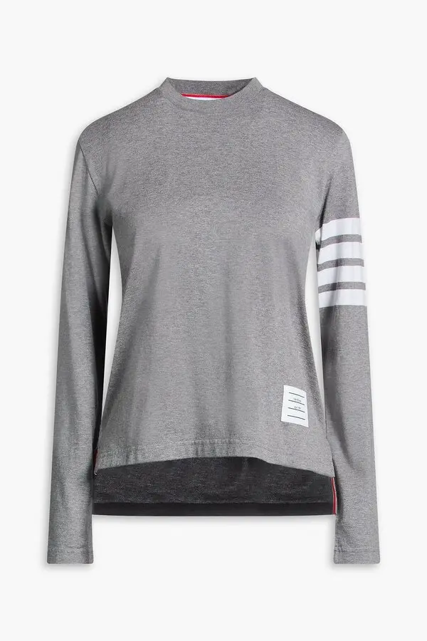 Thom Browne Striped Cotton-jersey Top - Gray