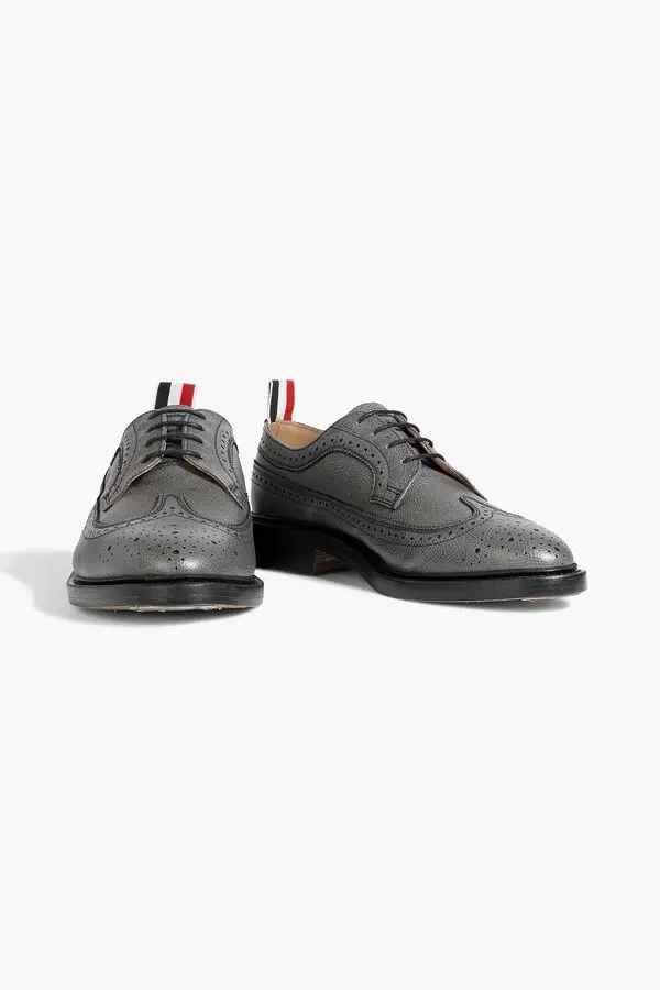Thom Browne Metallic Pebbled-leather Brogues - Anthracite