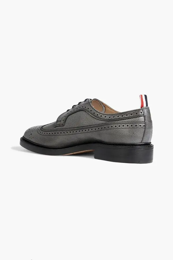 Thom Browne Metallic Pebbled-leather Brogues - Anthracite