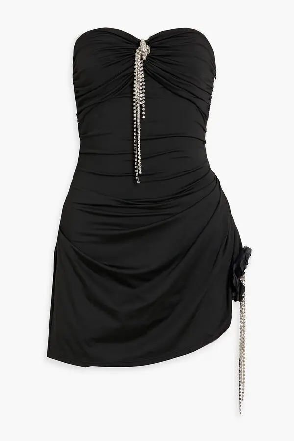 AREA Strapless Crystal-embellished Mini Dress