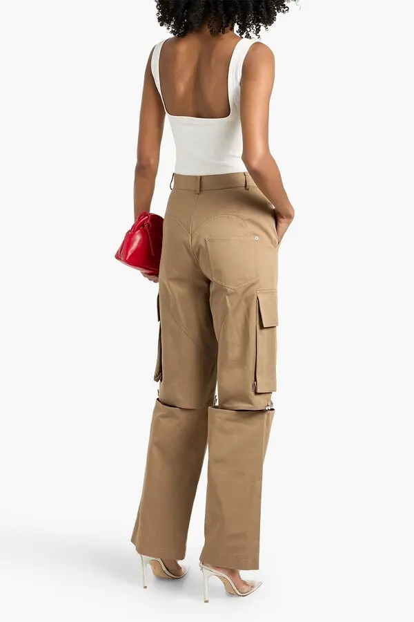 AREA Cutout Crystal-embellished Cargo Pants