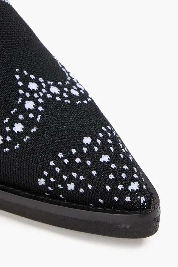 Thom Browne Leather-trimmed Printed Knitted Sock Boots