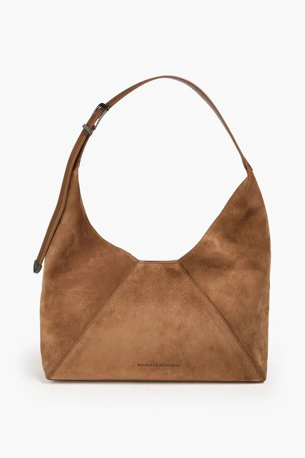 Brunello Cucinelli Suede Shoulder Bag - Light Brown