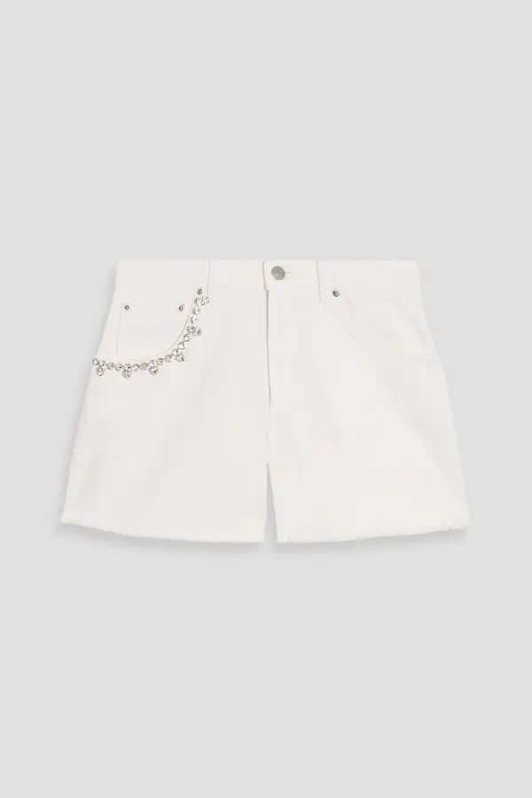 AREA Crystal-embellished Denim Shorts
