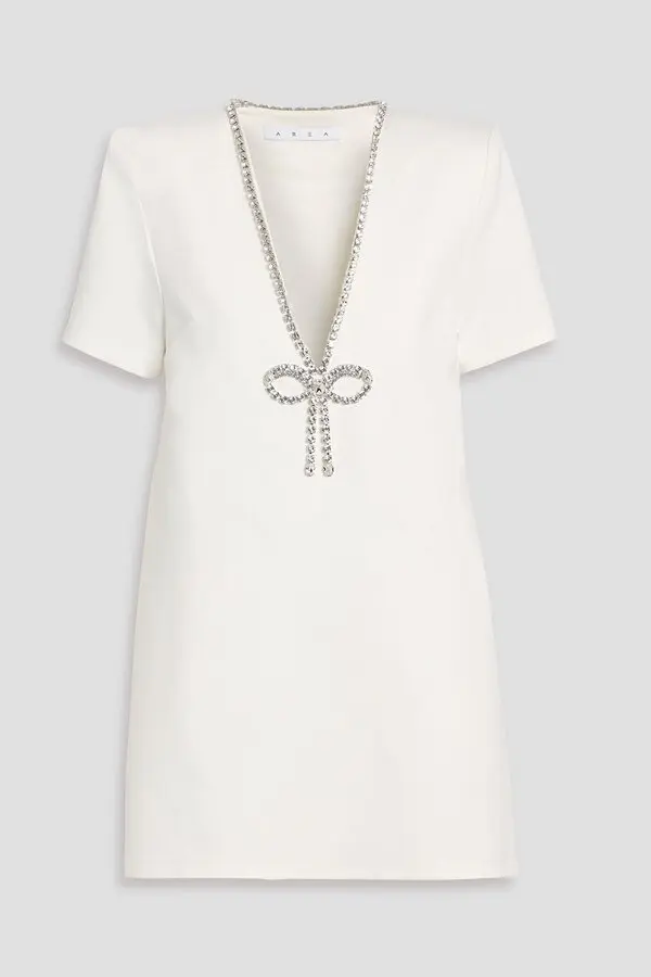 AREA Crystal-embellished Mini Dress - Off-white