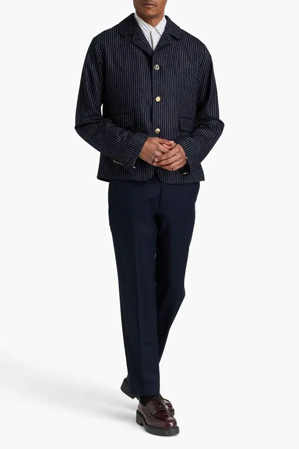 Thom Browne Pinstriped Wool And Cashmereblend Flannel Blazer