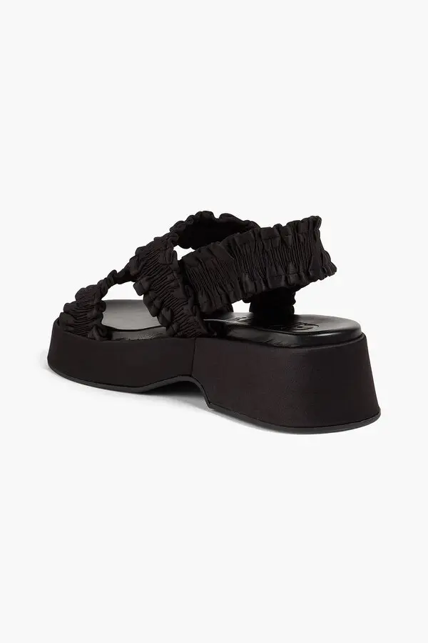 GANNI Ruffled Satin Platform Slingback Sandals