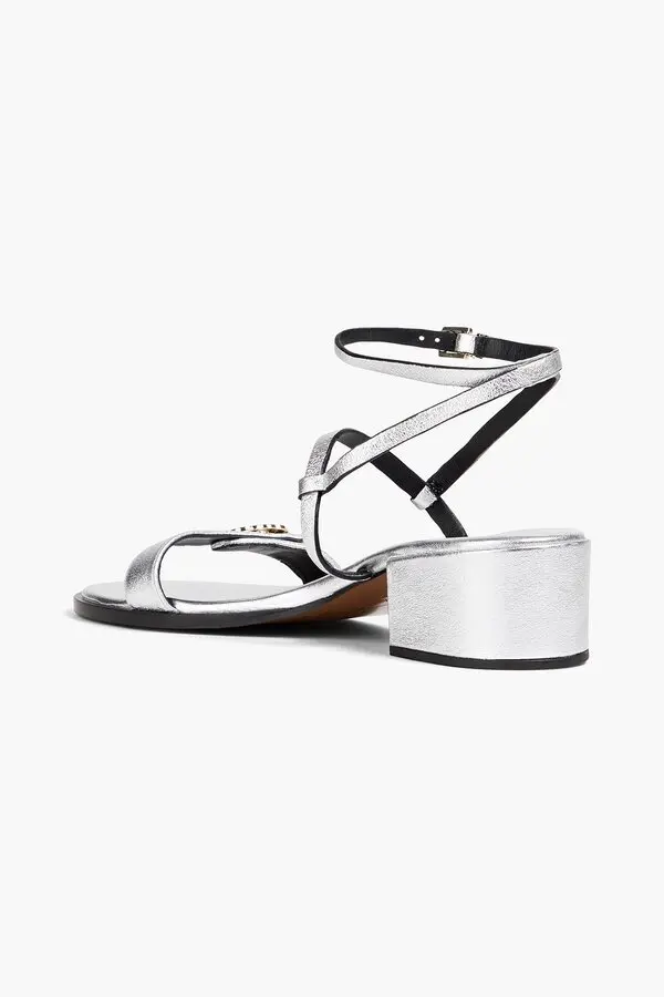 Maje Metallic Leather Sandals