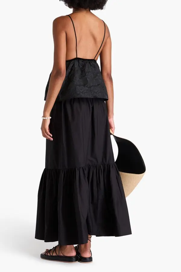 GANNI Floral-jacquard Top With Bow Detail
