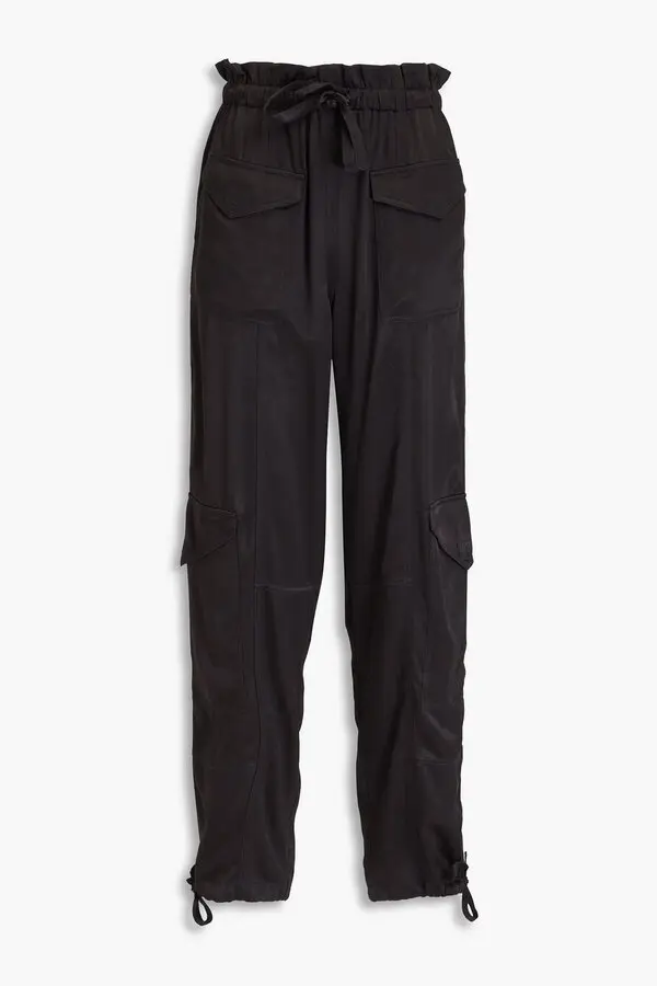 GANNI Cupro And Ecovero™-blend Satin Cargo Pants - Black