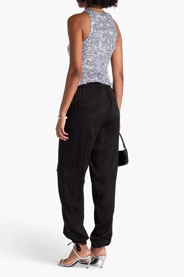 GANNI Cupro And Ecovero™-blend Satin Cargo Pants - Black
