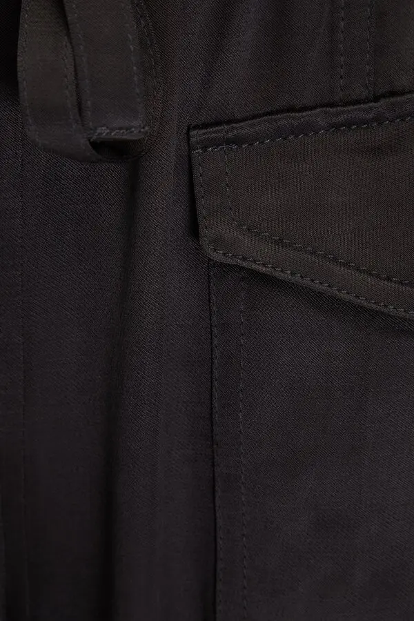GANNI Cupro And Ecovero™-blend Satin Cargo Pants - Black