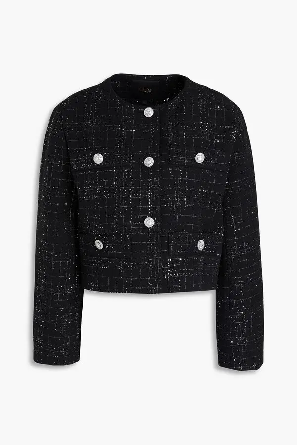 Maje Sequin-embellished Tweed Jacket