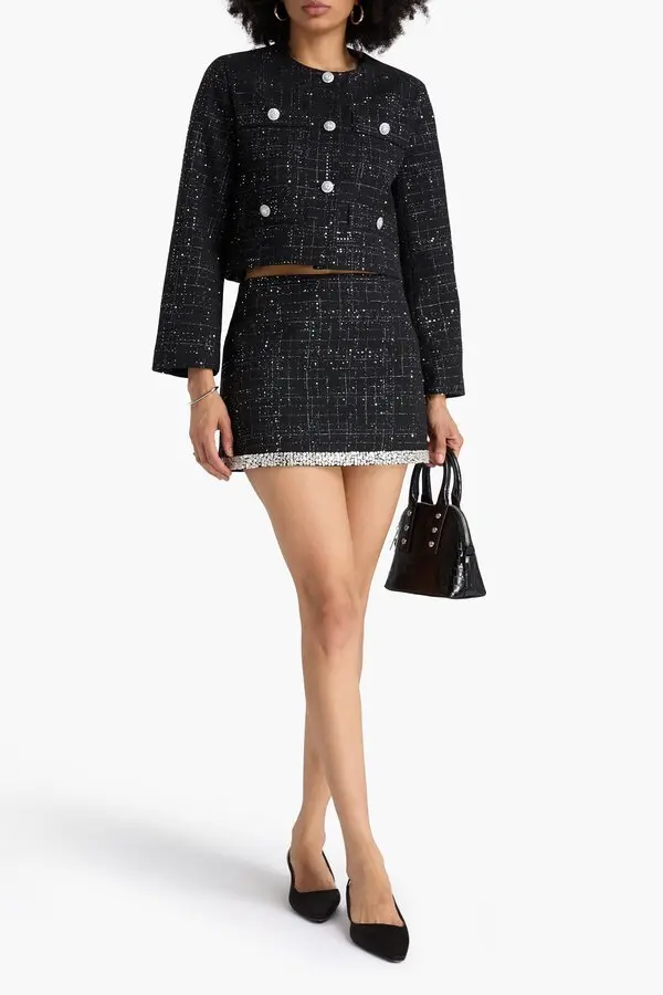 Maje Embellished Tweed Mini Skirt