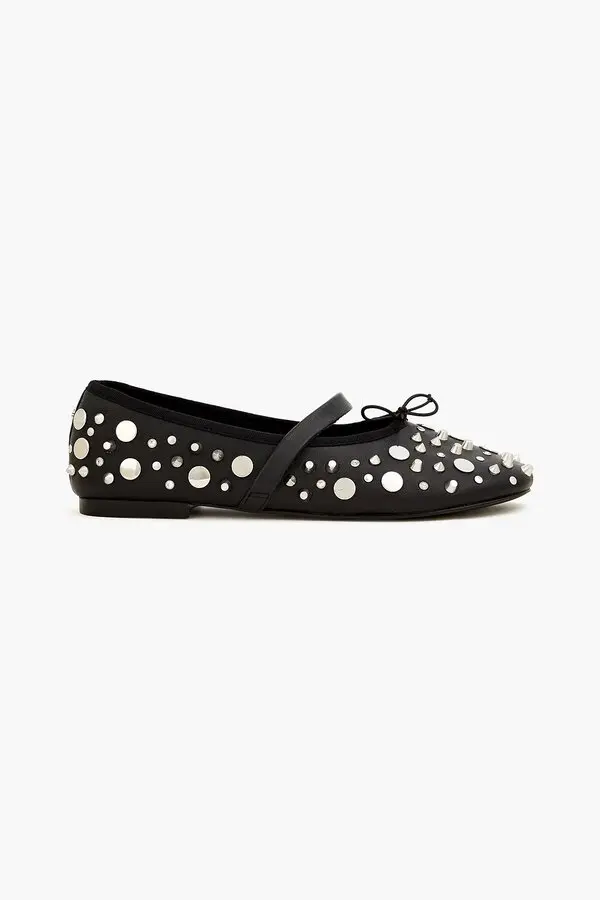 Maje Embellished Leather Mary Jane Flats