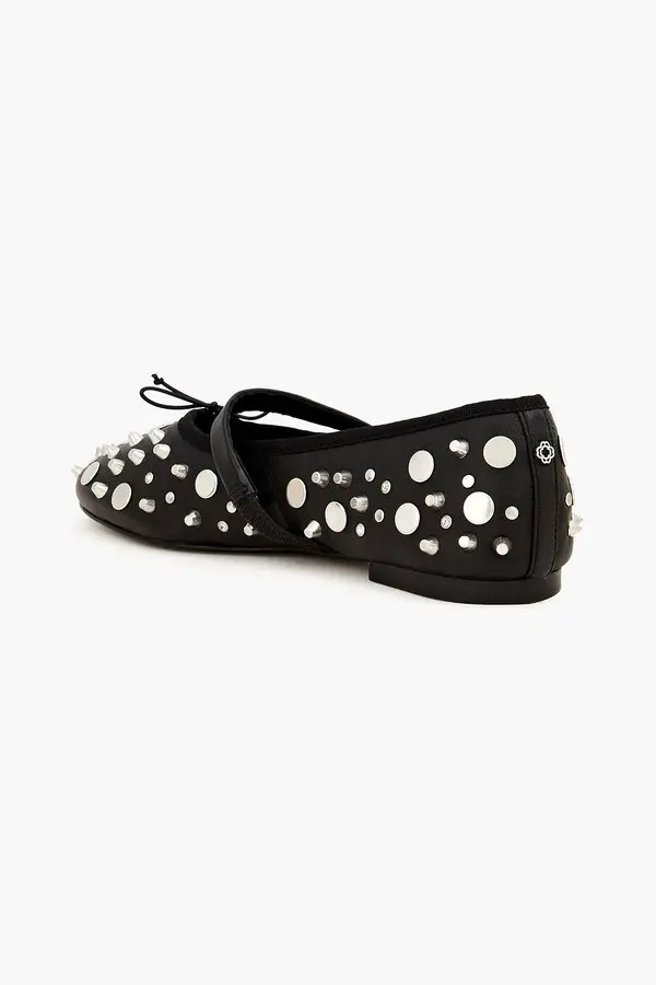 Maje Embellished Leather Mary Jane Flats