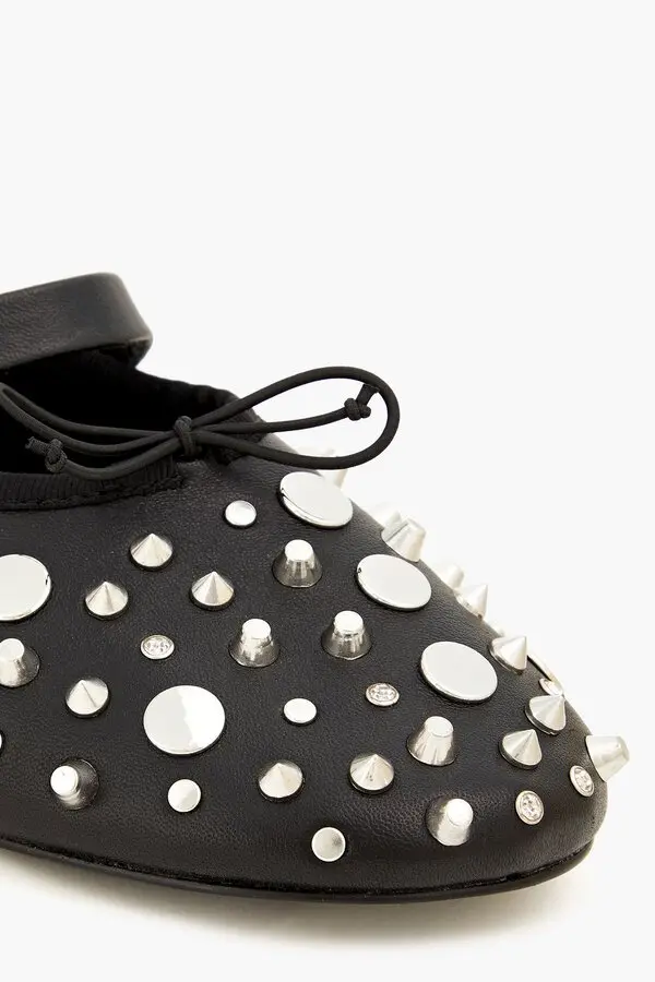 Maje Embellished Leather Mary Jane Flats