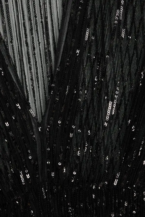 Maje Sequined Plissé Tulle Midi Dress