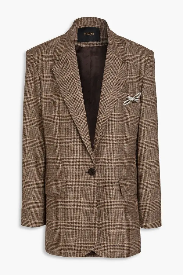Maje Checked Tweed Blazer