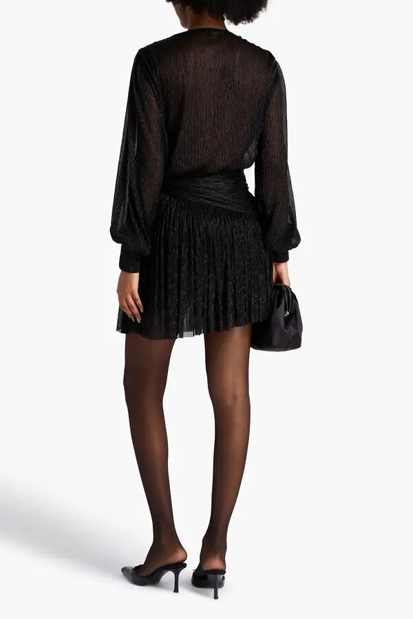 Maje Wrap-effect Metallic Tulle Mini Dress