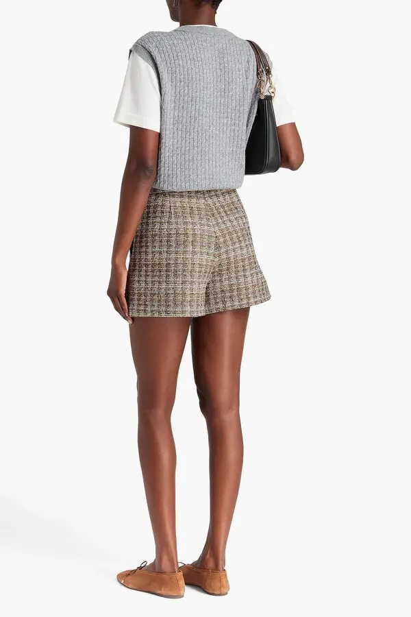 Maje Pleated Tweed Shorts