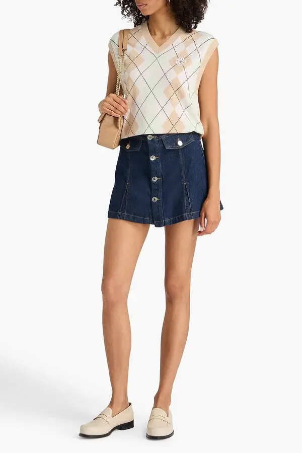 Maje Denim Skirt-style Overlay Shorts