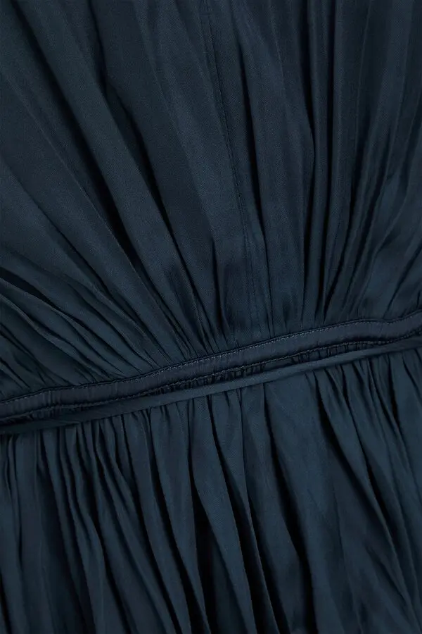 Maje Pleated Satin Peplum Top