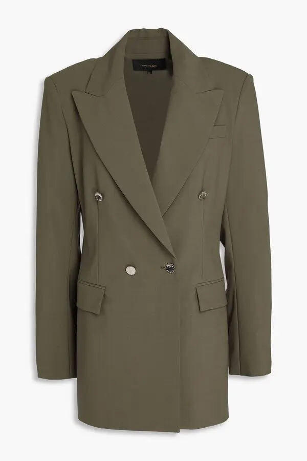 Maje Double-breasted Crepe Blazer