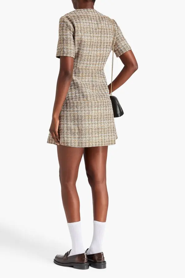 Maje Pleated Tweed Mini Dress