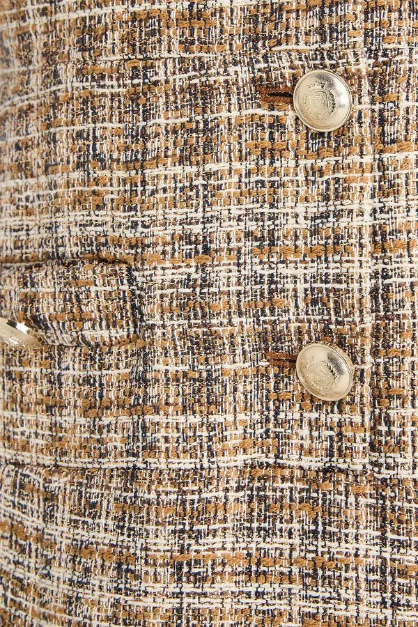 Maje Pleated Tweed Mini Dress