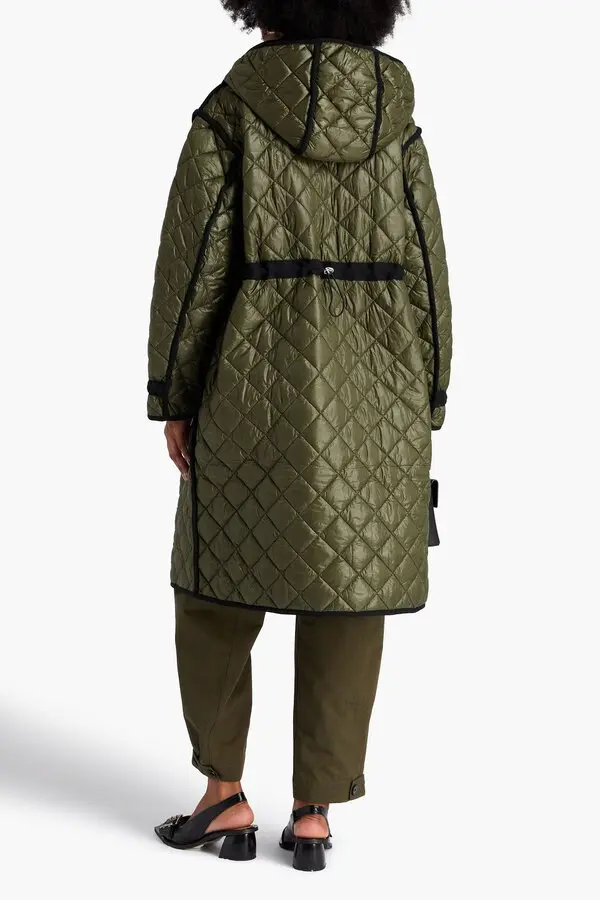 Maje Quilted Shell Hooded Coat With Corduroy Trims