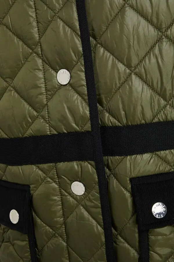 Maje Quilted Shell Hooded Coat With Corduroy Trims