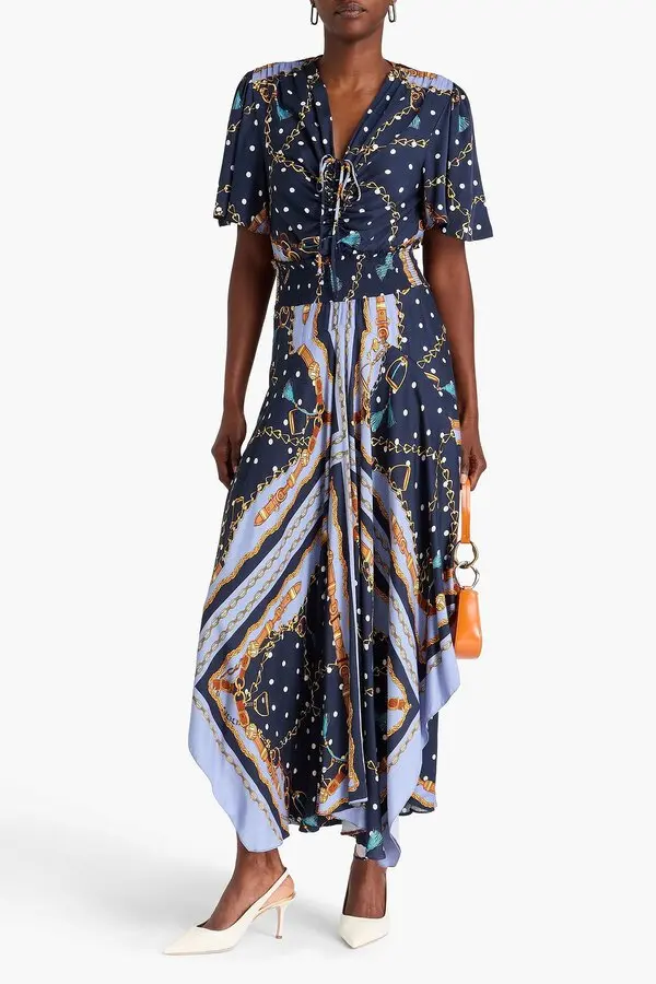 Maje Printed Crepe Maxi Dress