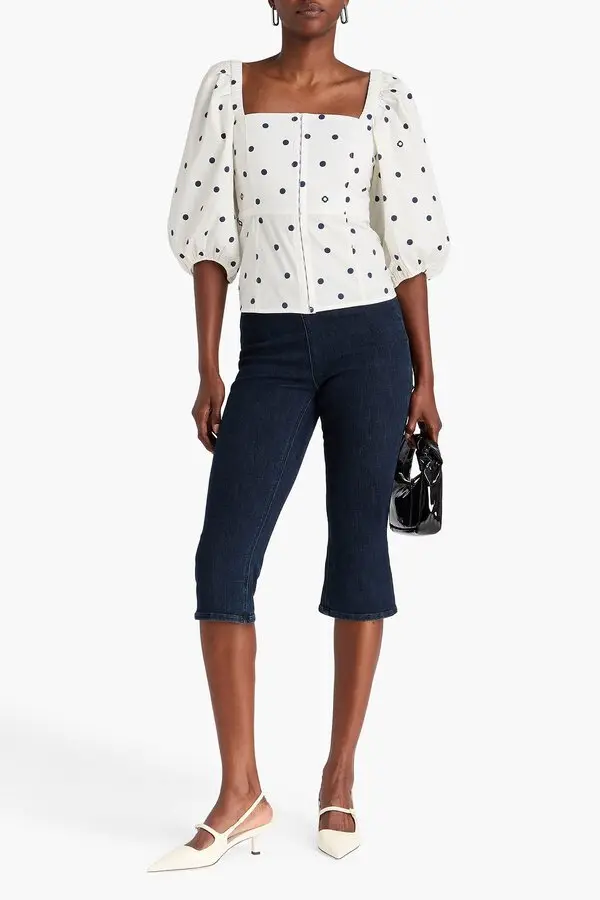 Maje Polkadot Stretch-cotton Poplin Top