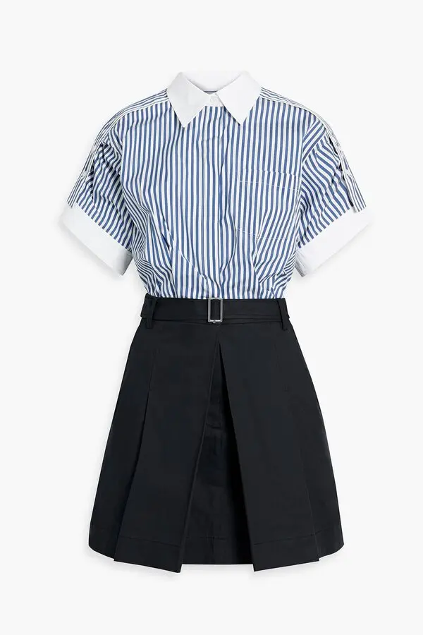 3.1 Phillip Lim Oxford Paneled Striped Mini Shirt Dress
